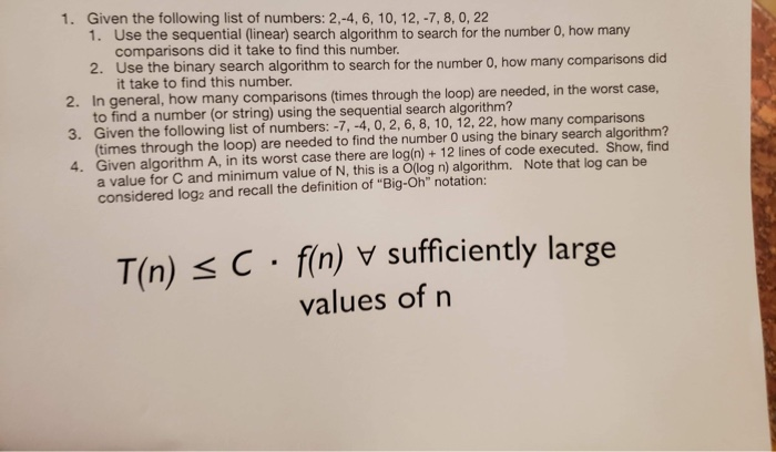 Solved 1. Given the following list of numbers: 2,-4,6, 10, | Chegg.com