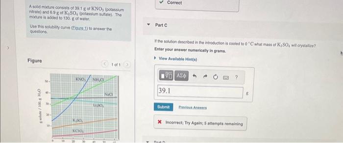 Solved A solid minture consists of 39.1 g of KNO3 (ootassiam | Chegg.com