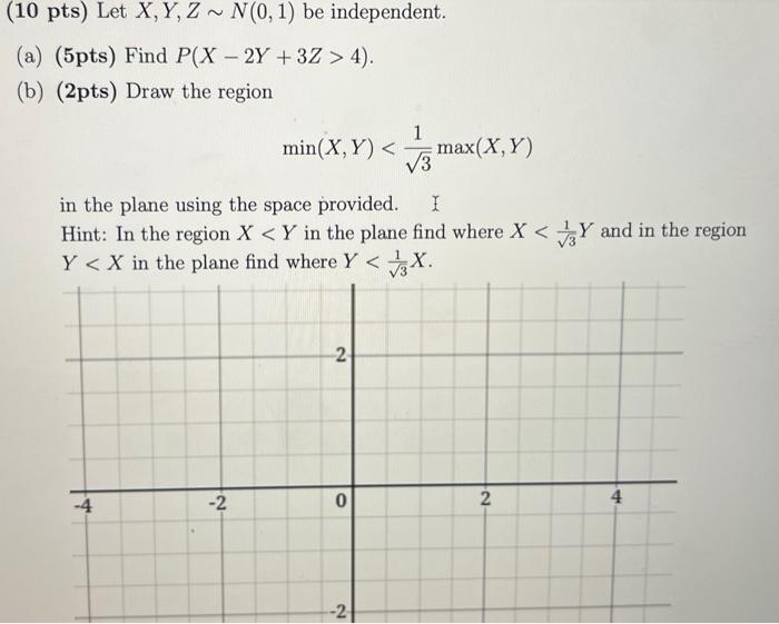 Solved (10 pts) Let X,Y,Z∼N(0,1) be independent. (a) (5pts) | Chegg.com Solved (10 pts) Let X,Y,Z∼N(0,1) be independent. (a) (5pts) | Chegg.com