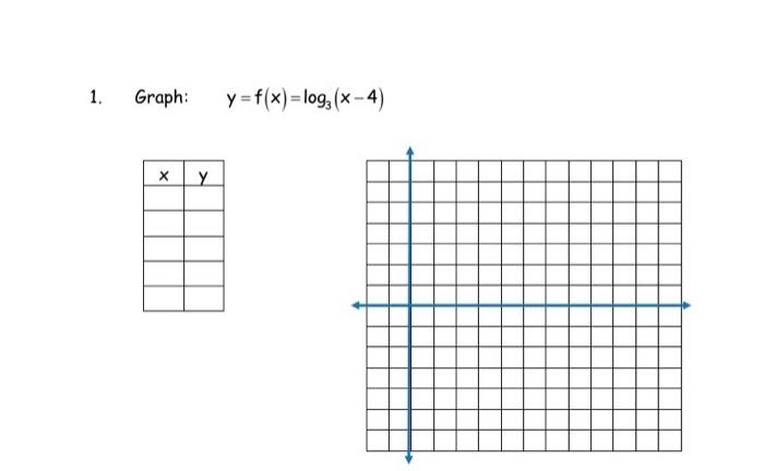 Solved 1. Graph: y = f(x) = log2 (x-4) XY 2 2. Solve for | Chegg.com