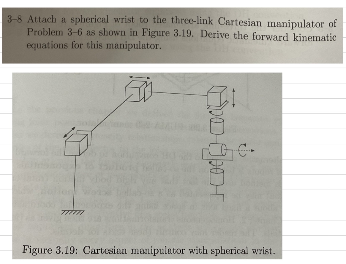 Solved 3-8 ﻿Attach a spherical wrist to the three-link | Chegg.com