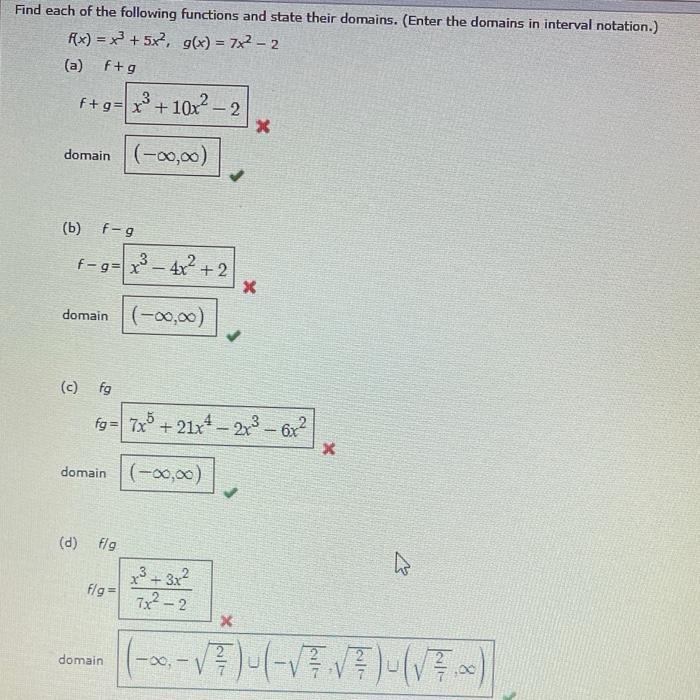 Solved Find each of the following functions and state their | Chegg.com