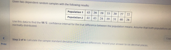 Solved Gven two dependent random samples with the following | Chegg.com