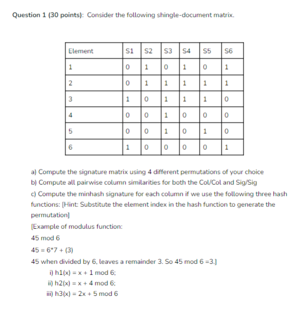 Solved Question 1 (30 ﻿points): Consider the following | Chegg.com