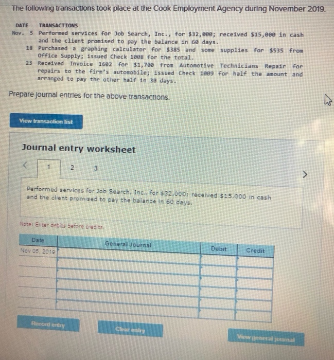 Solved The following transactions took place at the Cook | Chegg.com