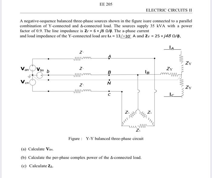 Solved EE 205 ELECTRIC CIRCUITS II A negative-sequence | Chegg.com