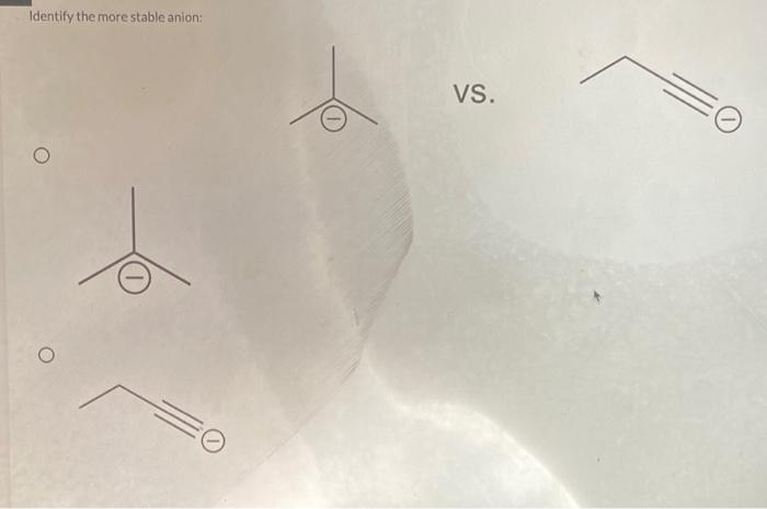 Solved Identify the more stable anion: VS. | Chegg.com