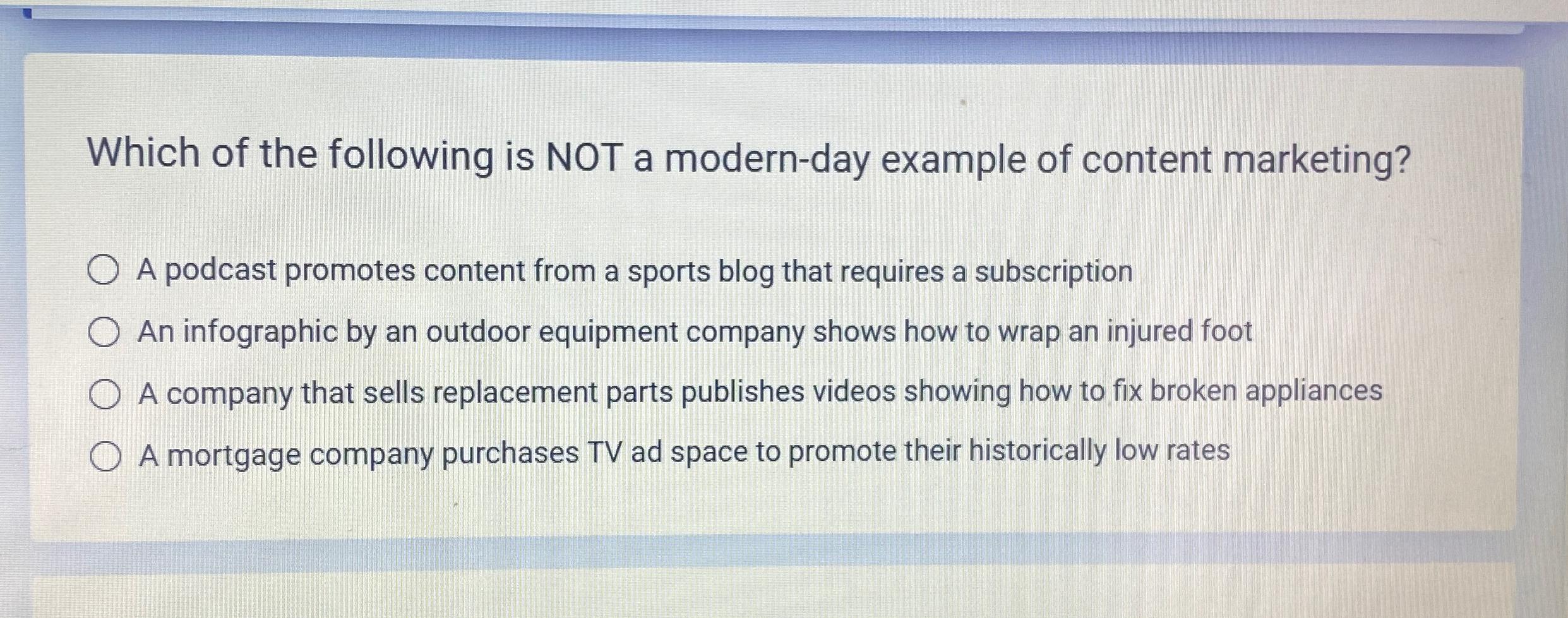 Solved Which of the following is NOT a modern-day example of | Chegg.com