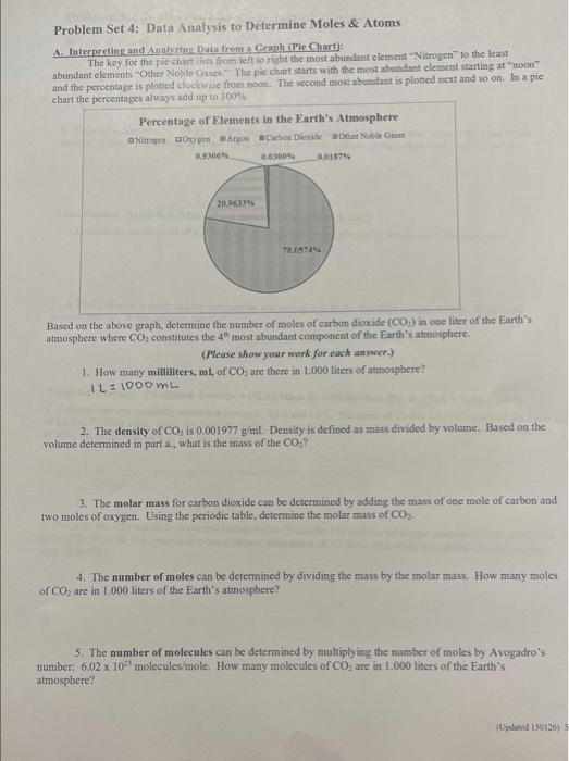 Solved Problem Set 4: Data Analysis to Determine Moles \& | Chegg.com