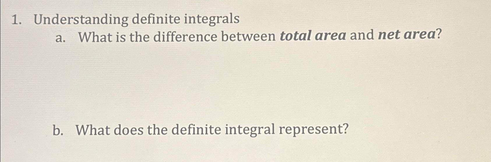 Solved Understanding definite integralsa. ﻿What is the | Chegg.com