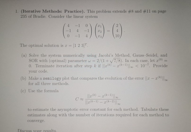 1. (Iterative Methods: Practice). This problem | Chegg.com