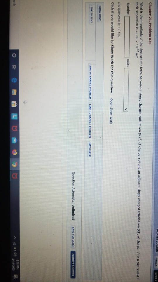 Solved PRINTER VERSION 4 BACK NEXT Chapter 21, Problem 026 | Chegg.com