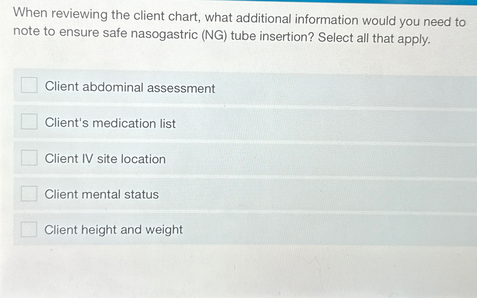Solved When reviewing the client chart, what additional | Chegg.com