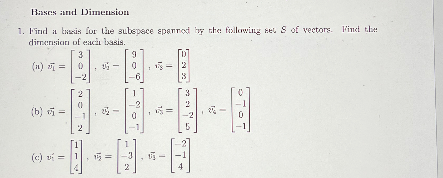 Solved Bases and DimensionFind a basis for the subspace | Chegg.com