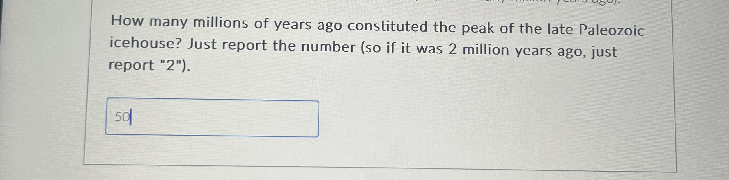 Solved How many millions of years ago constituted the peak | Chegg.com