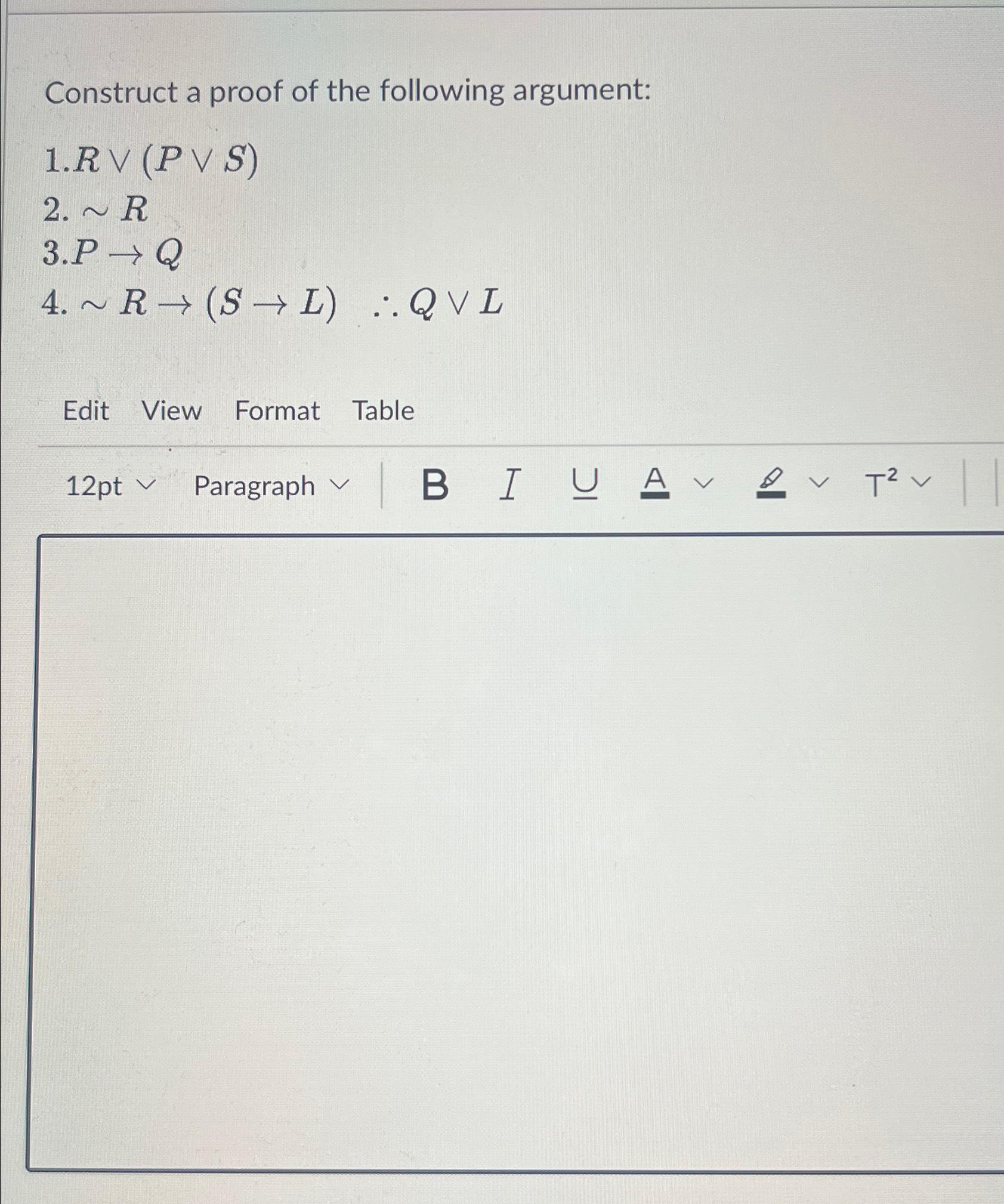 Construct a proof of the following argument: | Chegg.com