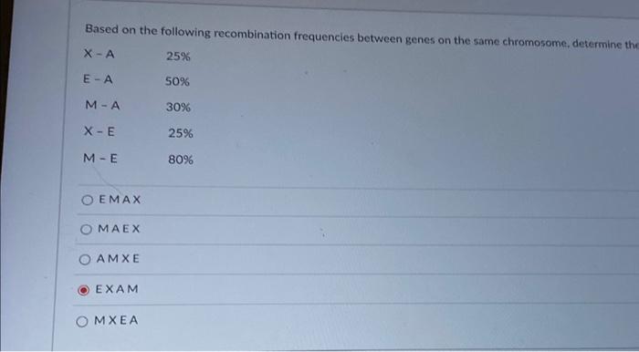 Solved Based on the following recombination frequencies | Chegg.com