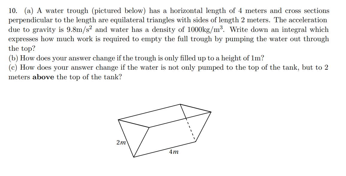 Solved (a) ﻿A water trough (pictured below) ﻿has a | Chegg.com