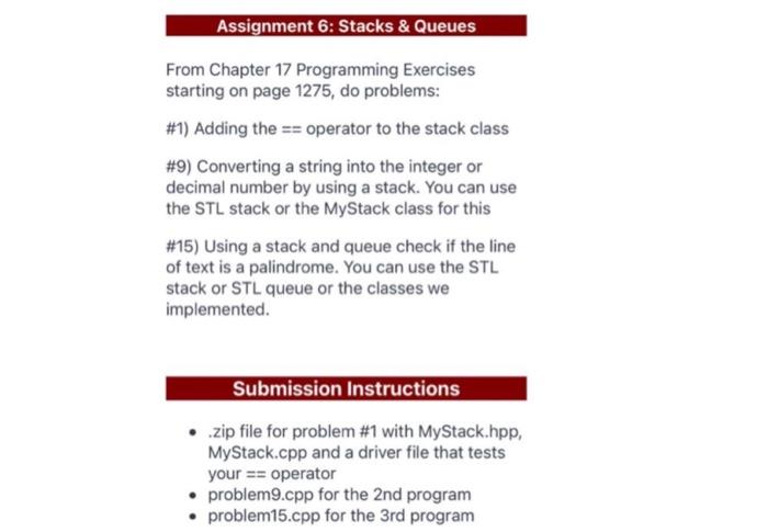 Solved 1278 I Chaster 17 . Stacks and Outues 11. Write a | Chegg.com
