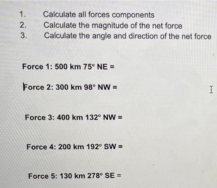Solved 1. 2. 3. Calculate all forces components Calculate | Chegg.com