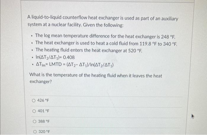 Solved A liquid-to-liquid counterflow heat exchanger is used | Chegg.com