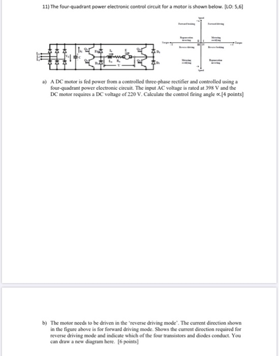 Solved 11) The four-quadrant power electronic control | Chegg.com