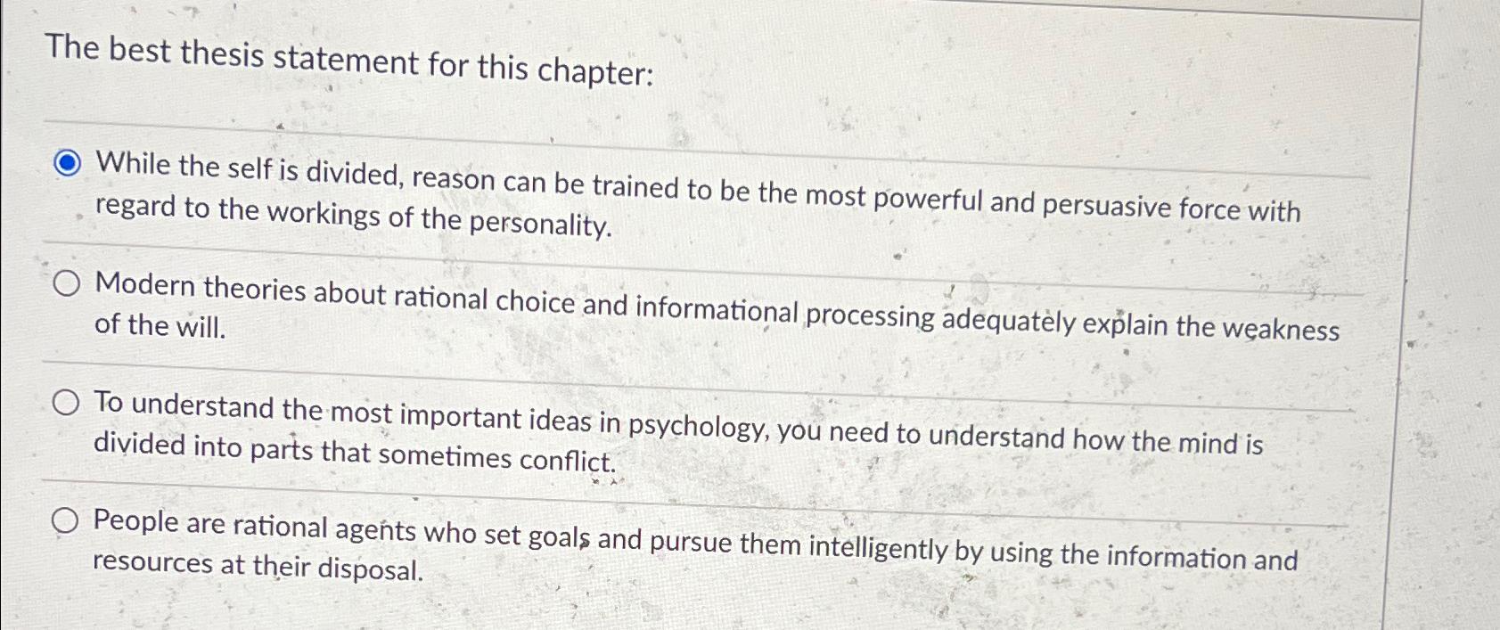 Solved The best thesis statement for this chapter:While the | Chegg.com