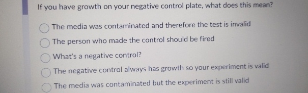 Solved If you have growth on your negative control plate, | Chegg.com