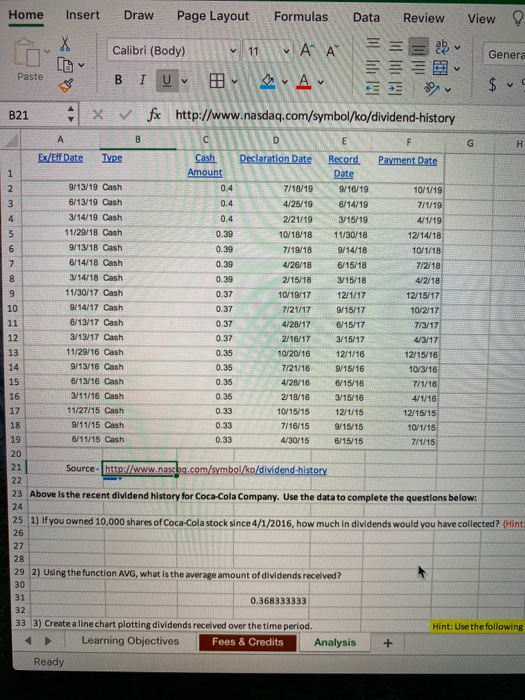 Solved Home Insert Draw Page Layout Formulas Data Review | Chegg.com