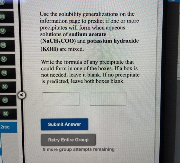 Solved Use the solubility generalization on the information | Chegg.com
