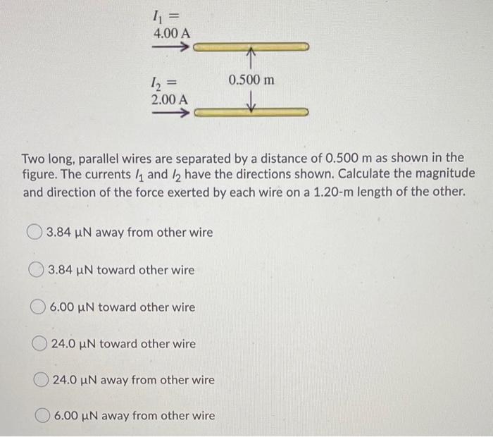Solved Two long, parallel wires are separated by a distance | Chegg.com