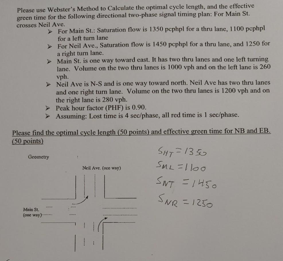 Solved Please use Webster's Method to Calculate the optimal | Chegg.com