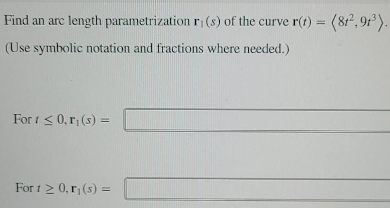 Solved Find an arc length parametrization ry(s) of the curve | Chegg.com
