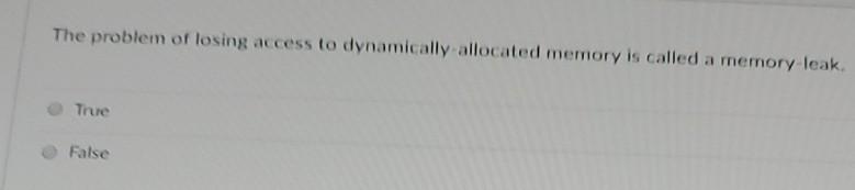 Solved The problem of losing access to dynamically allocated | Chegg.com