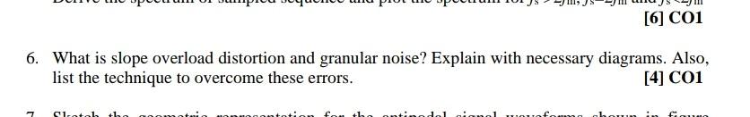 Solved [6] C01 6. What is slope overload distortion and | Chegg.com