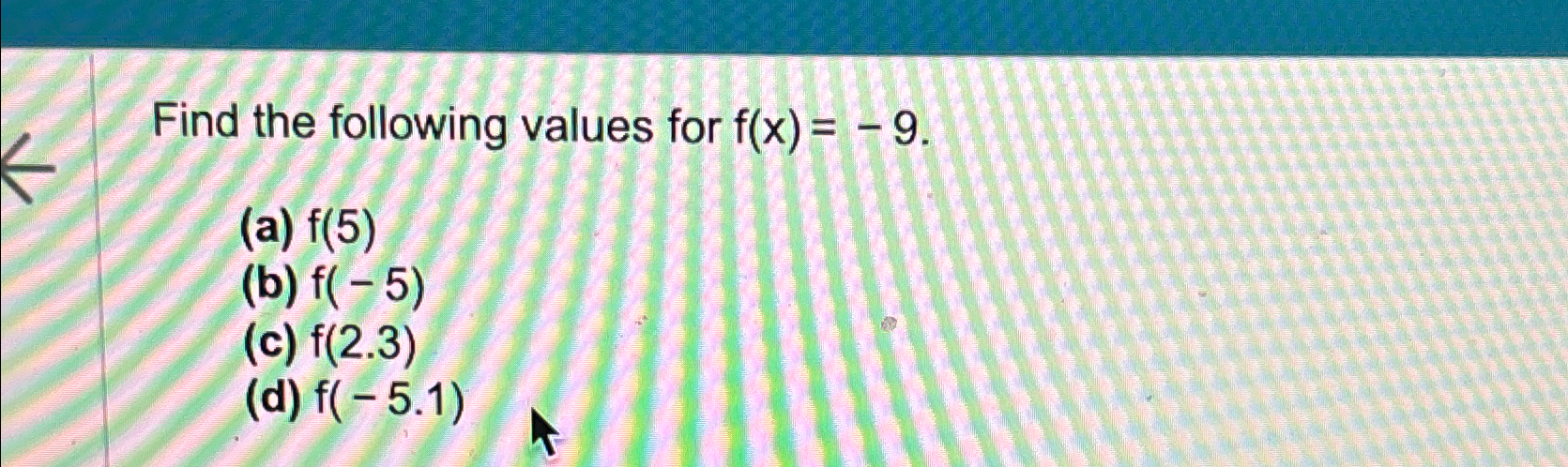 Solved Find the following values for | Chegg.com