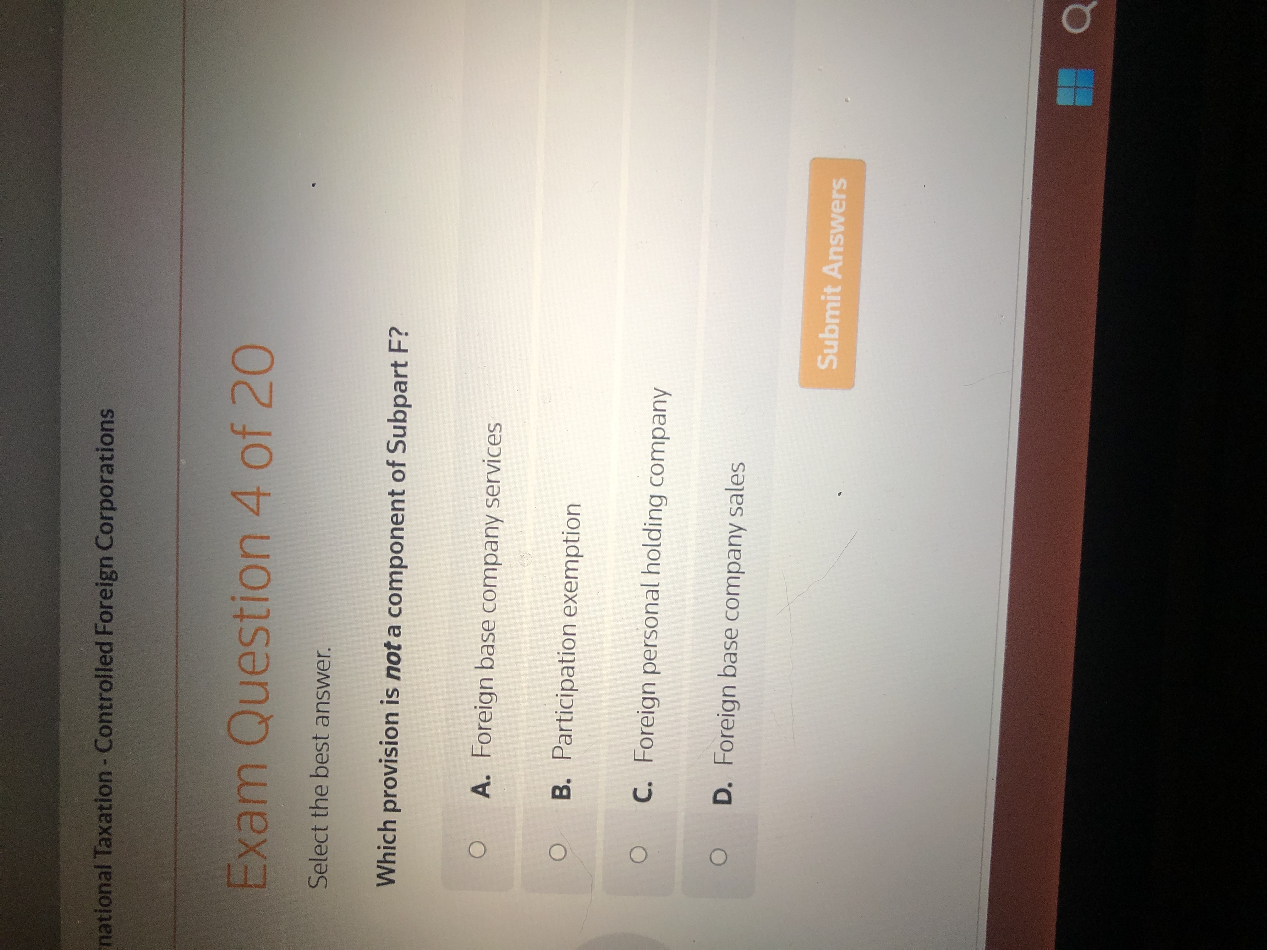 Solved Exam Question 4 ﻿of 20Select the best answer.Which | Chegg.com