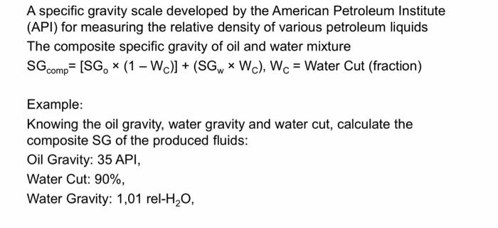 Solved A specific gravity scale developed by the American | Chegg.com