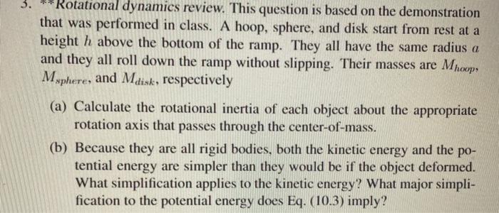 Solved that was performed in class. A hoop, sphere, and disk | Chegg.com