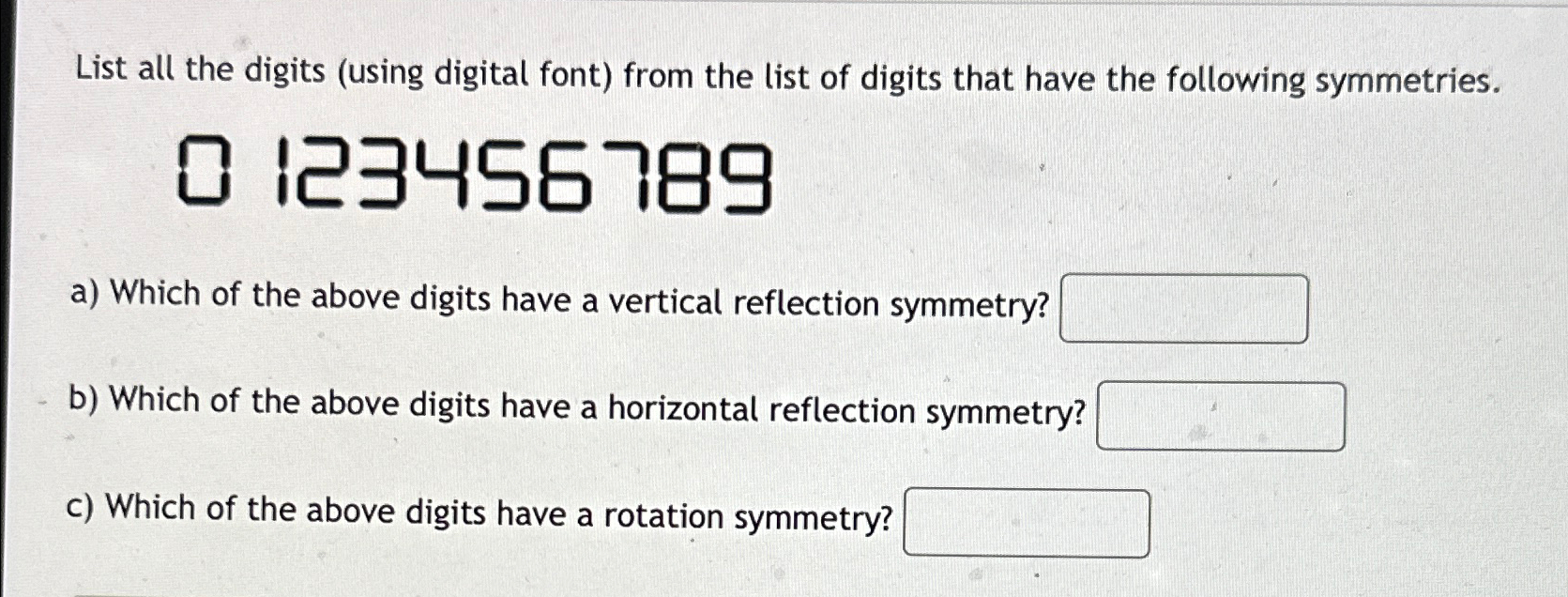 Solved List all the digits (using digital font) ﻿from the | Chegg.com