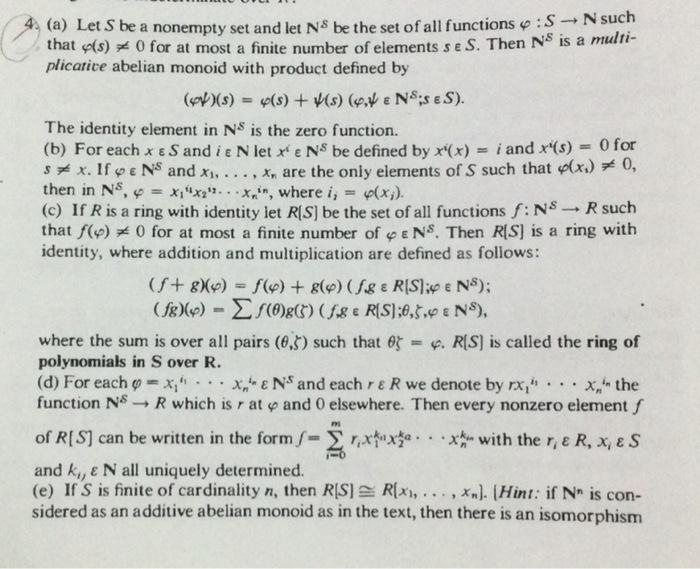 Solved (a) Let S be a nonempty set and let NS be the set of | Chegg.com