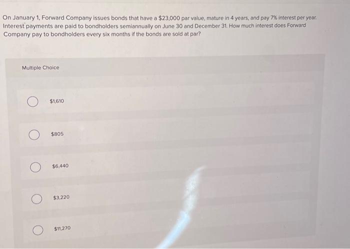 Solved On January 1, Forward Company issues bonds that have | Chegg.com