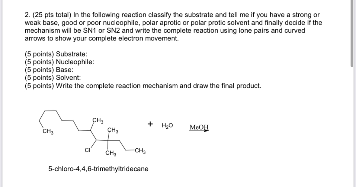 Solved (25 ﻿pts total) ﻿In the following reaction classify | Chegg.com