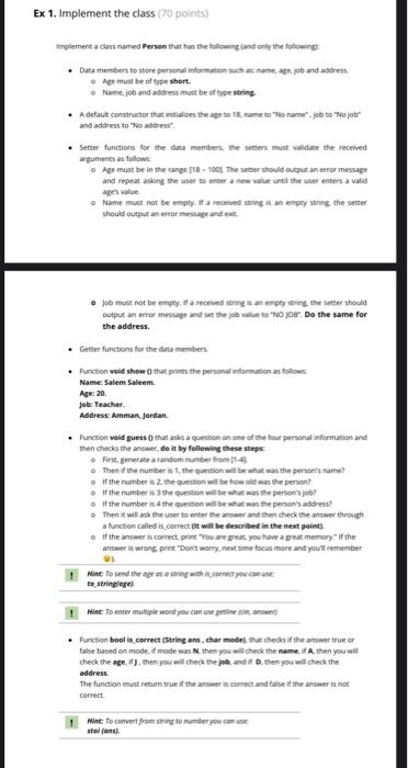 Solved Implement a class named Persen that has the tallants | Chegg.com