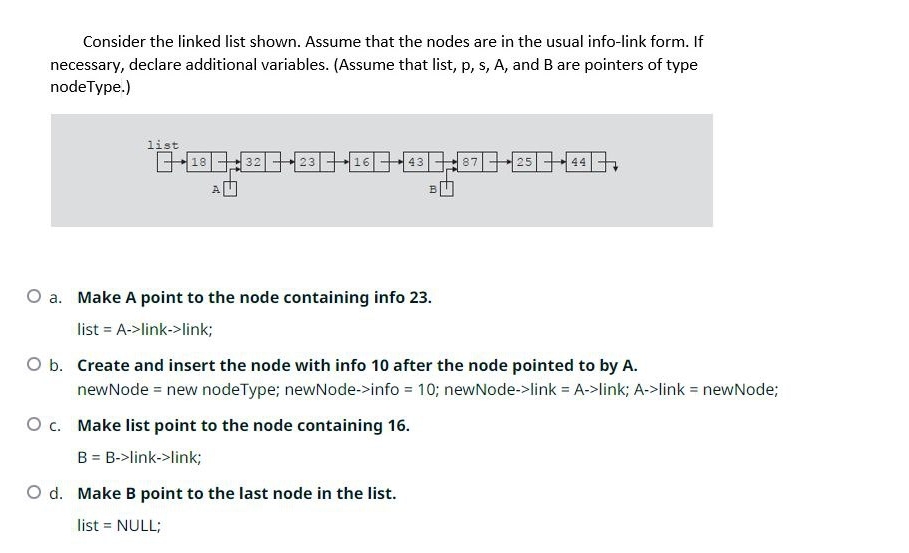 Solved Consider the linked list shown. Assume that the nodes | Chegg.com