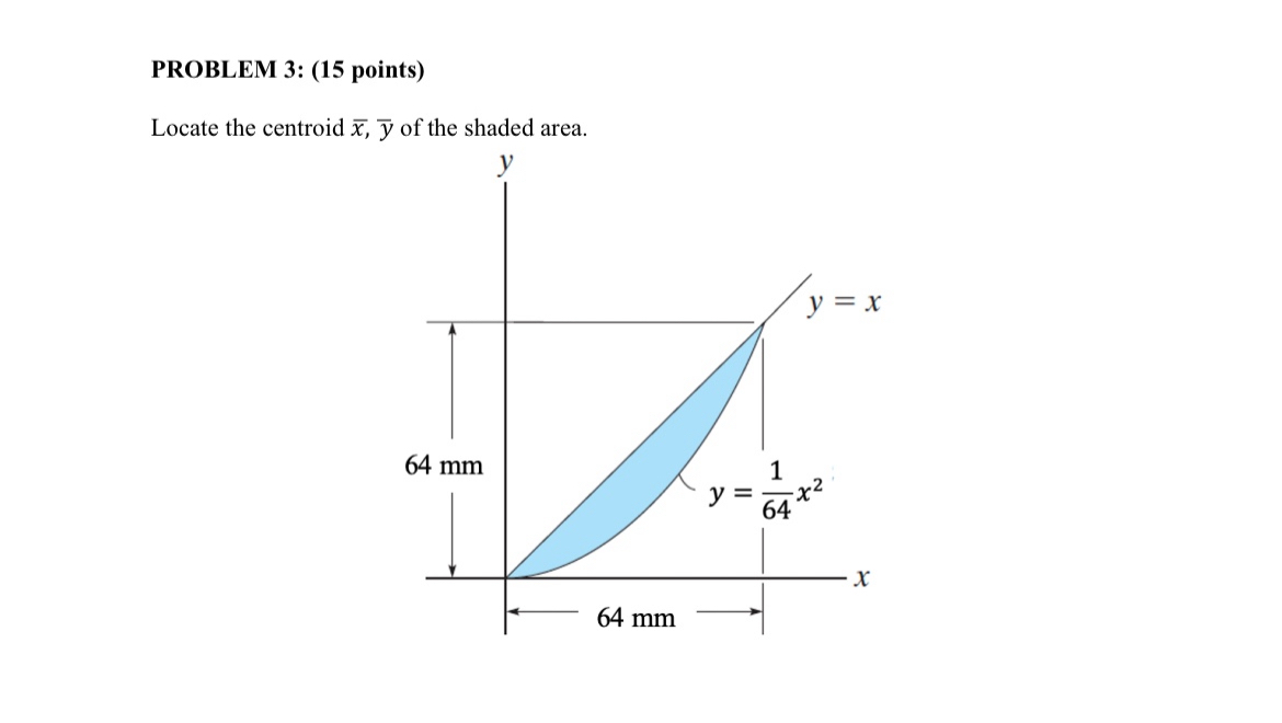 Solved PROBLEM 3: (15 ﻿points)Locate the centroid x‾,bar (y) | Chegg.com