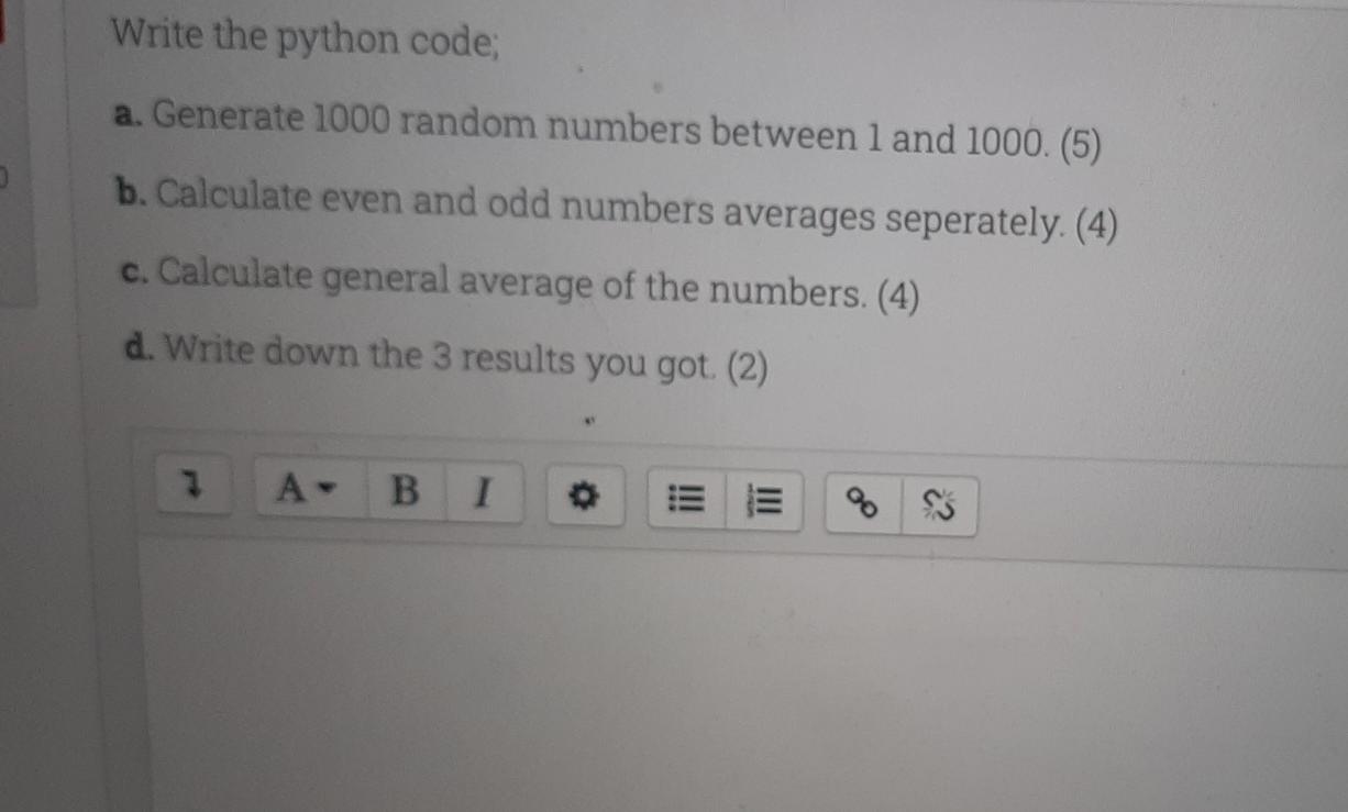 Solved Write the python code; a. Generate 1000 random | Chegg.com