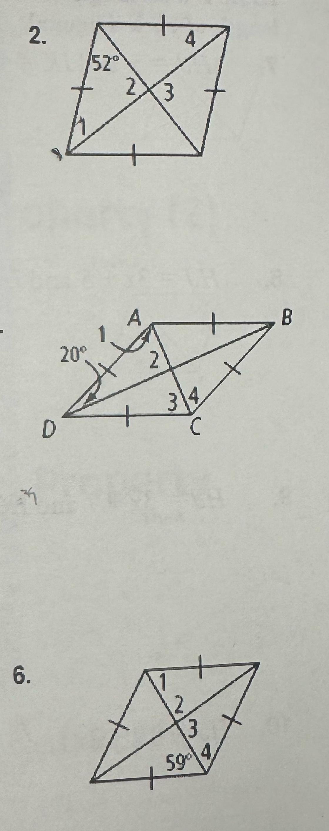 Solved Find the measures of the numbered angles in each | Chegg.com