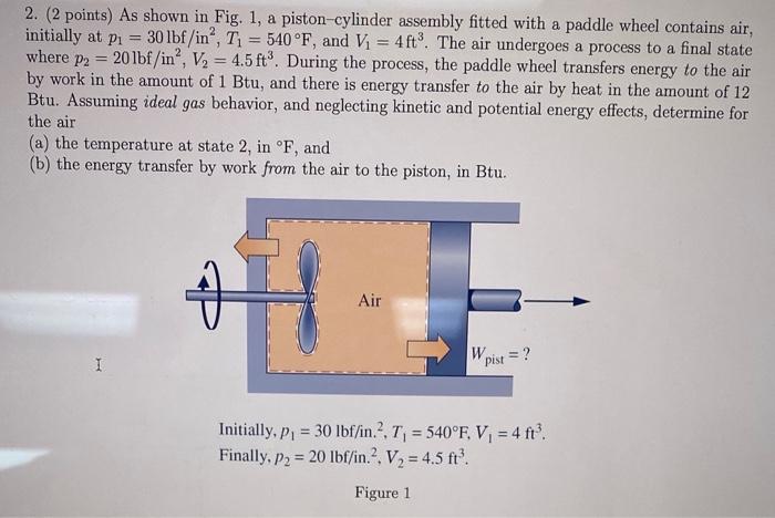 Solved 2. ( 2 points) As shown in Fig. 1, a piston-cylinder | Chegg.com