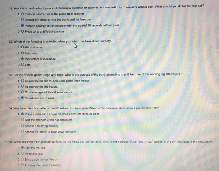 Solved For my corrective exercise exam, I was told from | Chegg.com